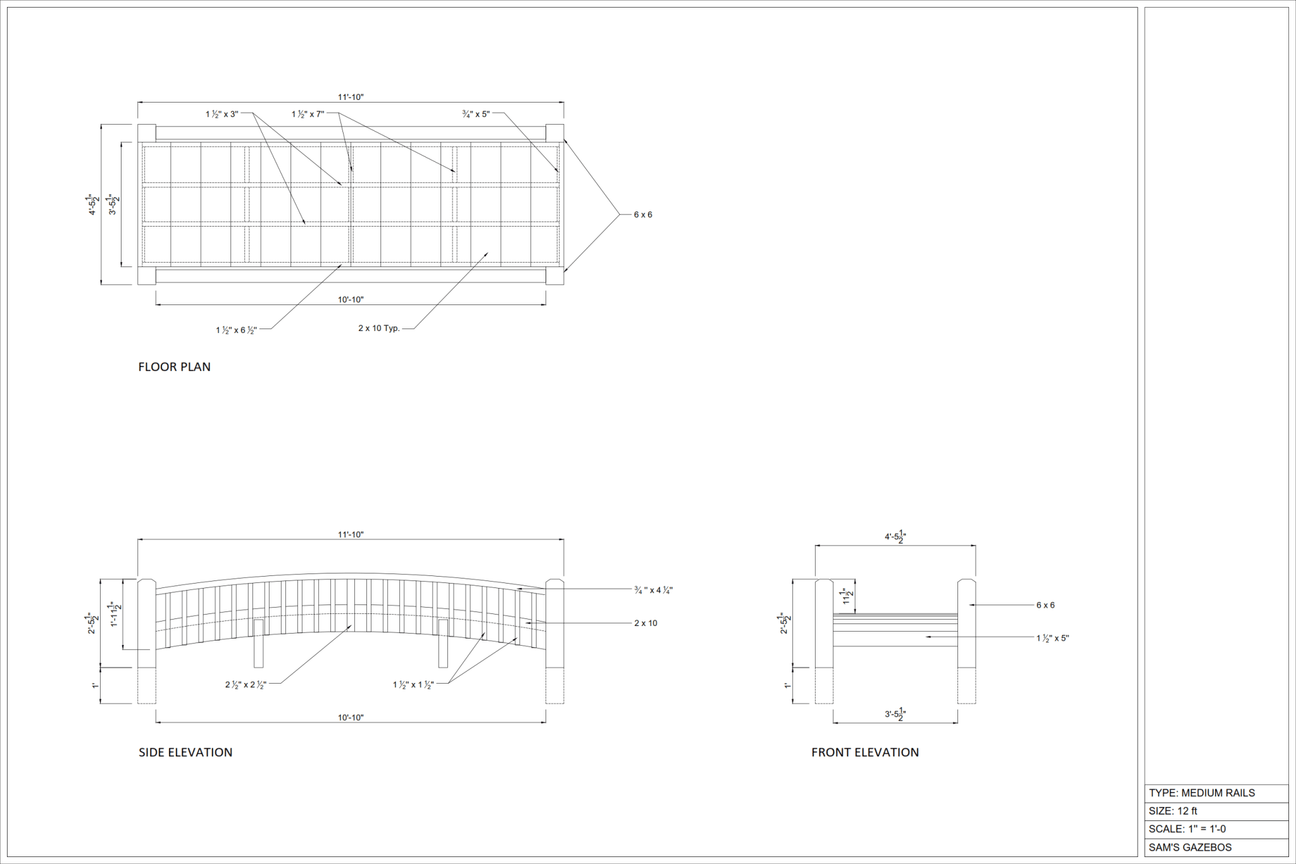 Garden Bridge12 ft-SamsGazebos Handcrafted Garden Structures