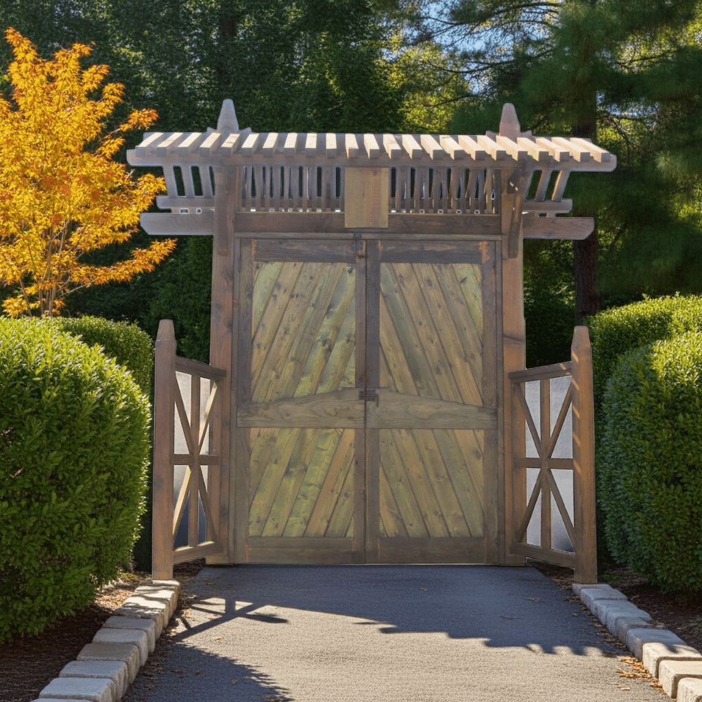 Handcrafted Wooden Garden Gate | Nobunaga Double Doors & Gable Roof ...