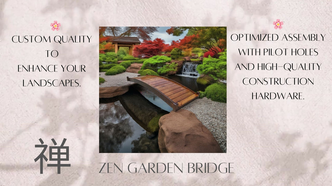 8 ft Zen Japanese Garden Bridge Low-Profile Minimalist Design ...