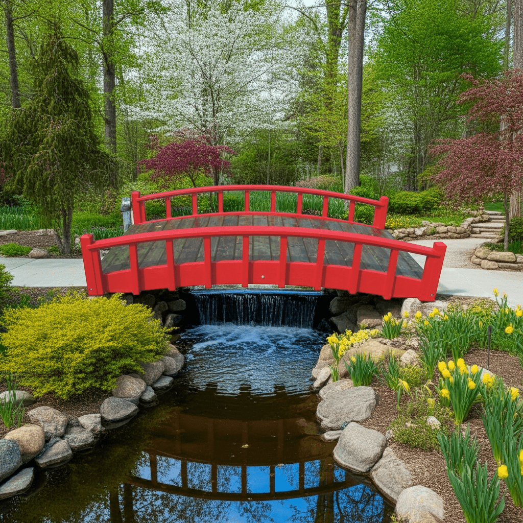 8 ft Japanese Garden Bridge | Handcrafted Arched Railing Design ...