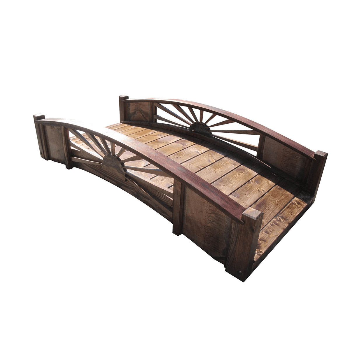 Sunburst Wooden Backyard Bridge 6 ft Southwest Style Railings ...