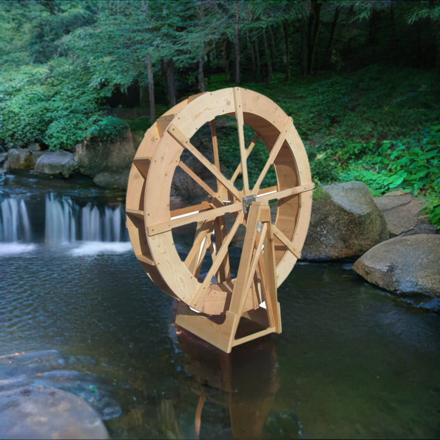 5 ft Japanese Wooden Water Wheel | Free-Standing Fully Assembled ...