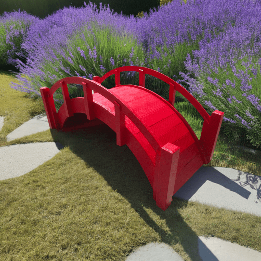 Small Red Bridge - SamsGazebos Handcrafted Garden Structures