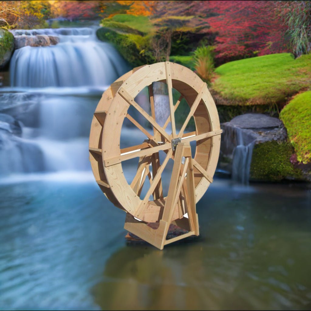 5 ft Japanese Wooden Water Wheel | Free-Standing Fully Assembled ...