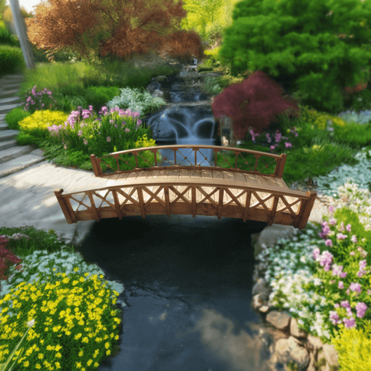 Pond Bridge 8 ft - SamsGazebos Handcrafted Garden Structures
