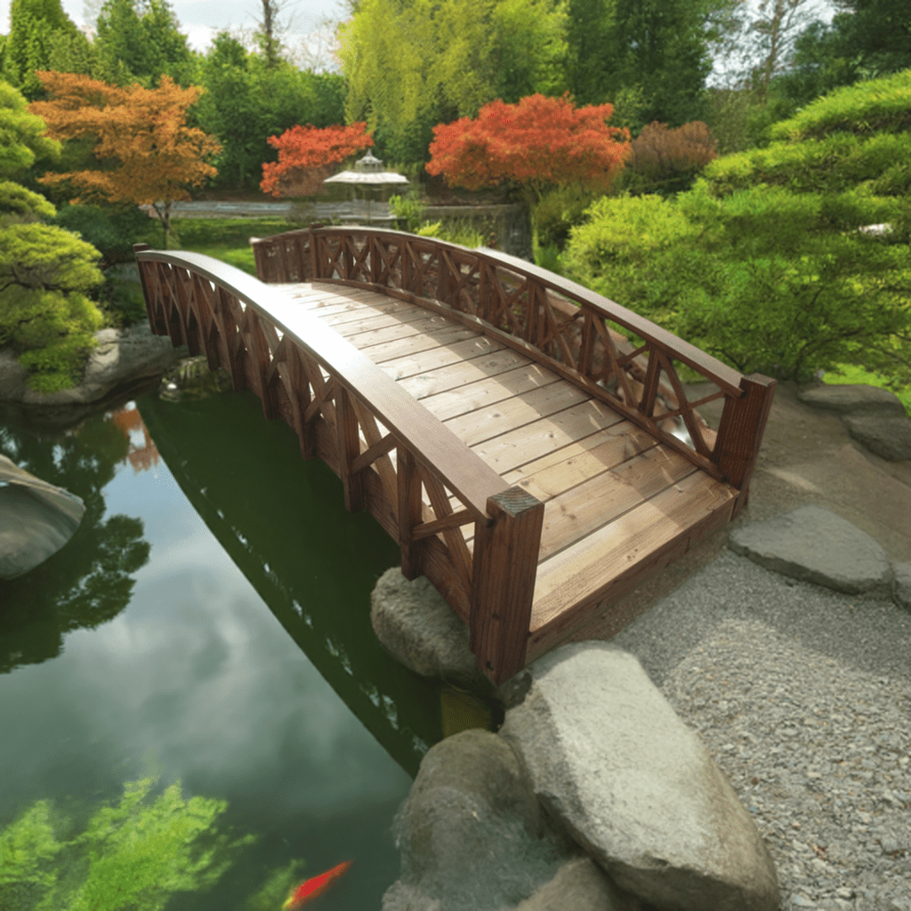 Pond Bridge 8 ft - SamsGazebos Handcrafted Garden Structures
