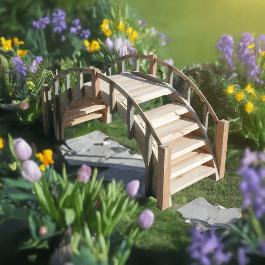 Wood Garden Bridge-SamsGazebos Handcrafted Garden Structures