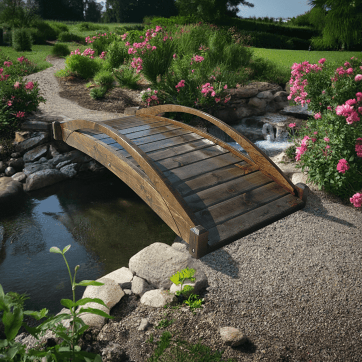 6 ft Handcrafted Garden Bridge | Basho Arched Rail Design – SamsGazebos ...