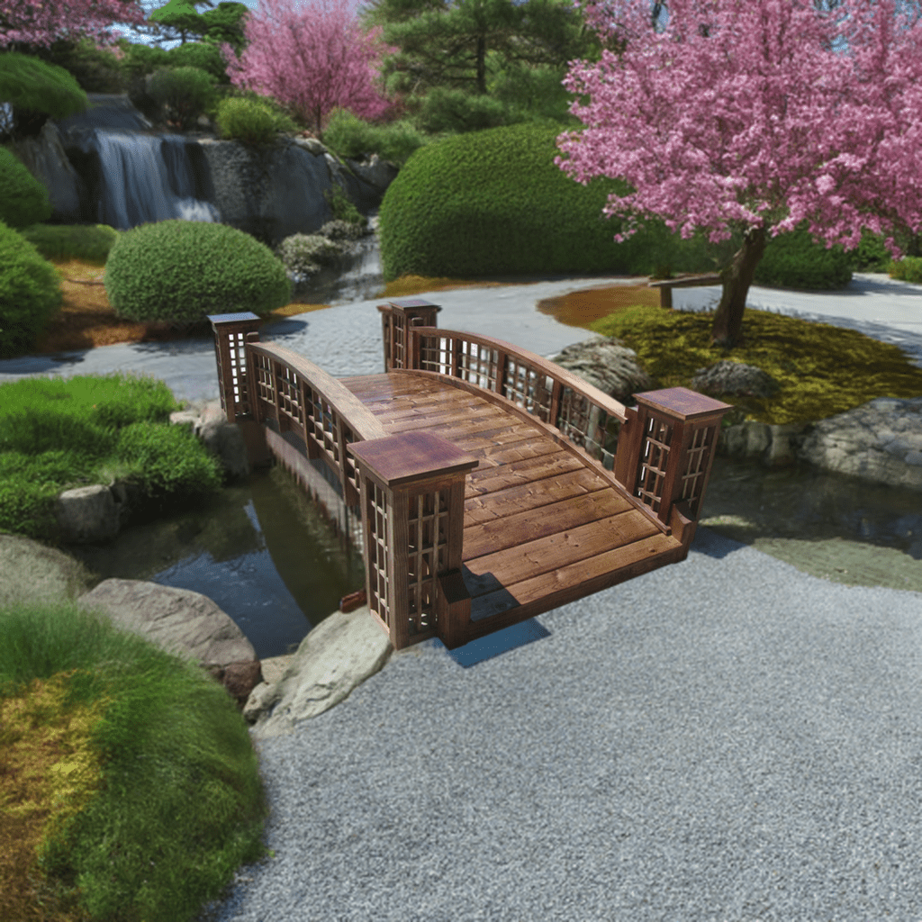 Pond Bridge 7 ft.- SamsGazebos Handcrafted Garden Structures
