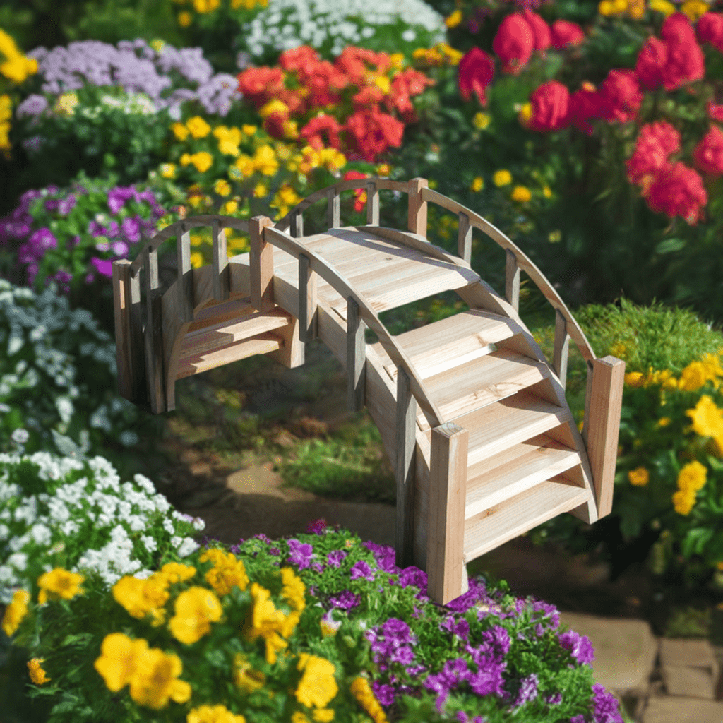 Wood Garden Bridge-SamsGazebos Handcrafted Garden Structures