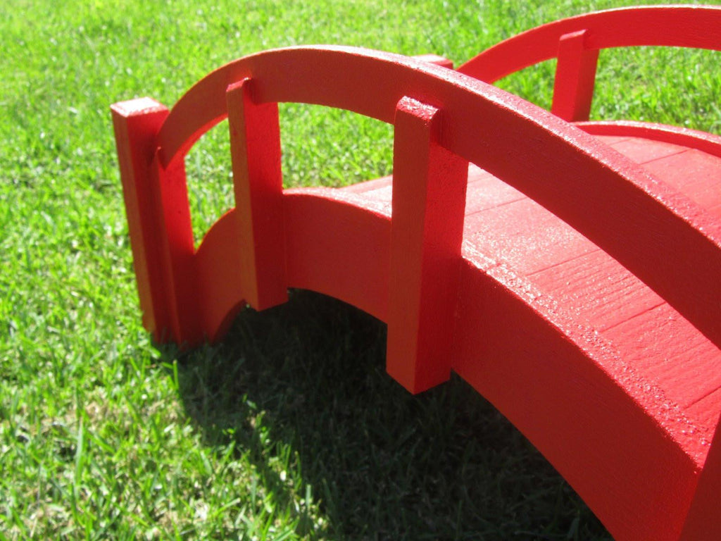 Mini Japanese Garden Bridge Red rails closeup